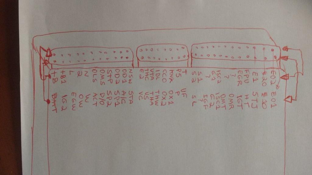 Toyota ECU pinouts: EP82 4E-FTE ECU pinout ( obd1 data output capable) 89661-10100