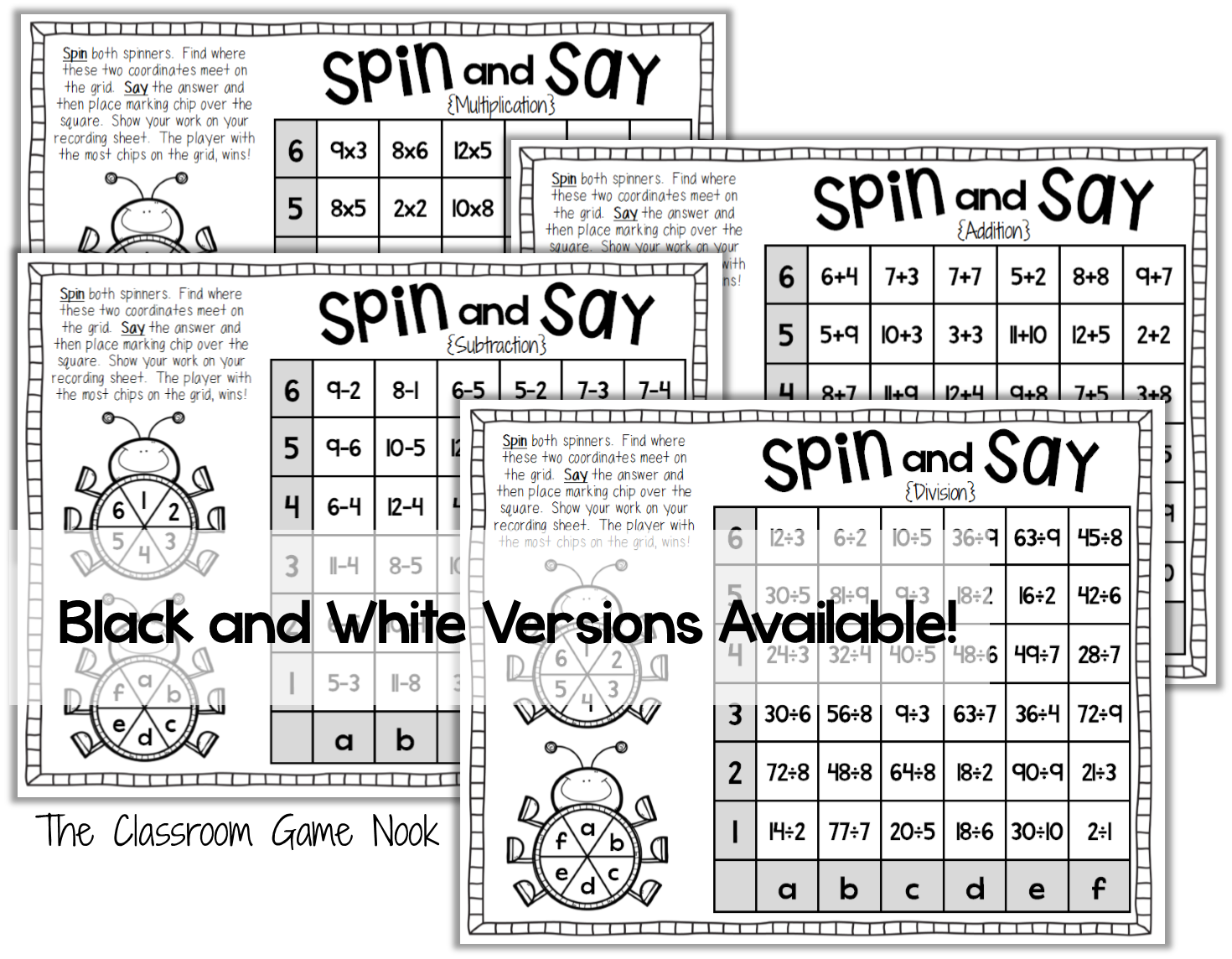 The Classroom Game Nook: "Spin and Say!" {A Math Game Freebie}