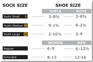 Youth sock size guide