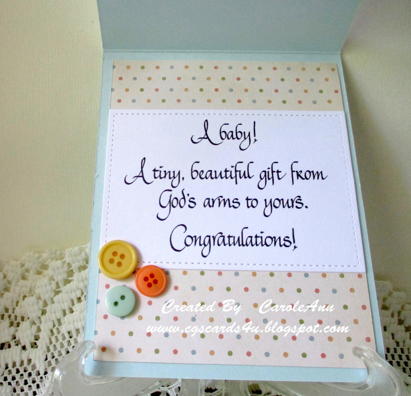 CG'S CARDS 4 U: BABY ANIMALS/BABY CARD