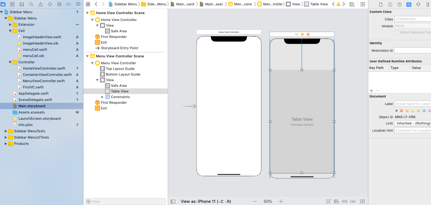 Implement Your Own Side Menu Hamburger Menu Swift 5 Xcode 11 Creating A Sidebar Menu Using