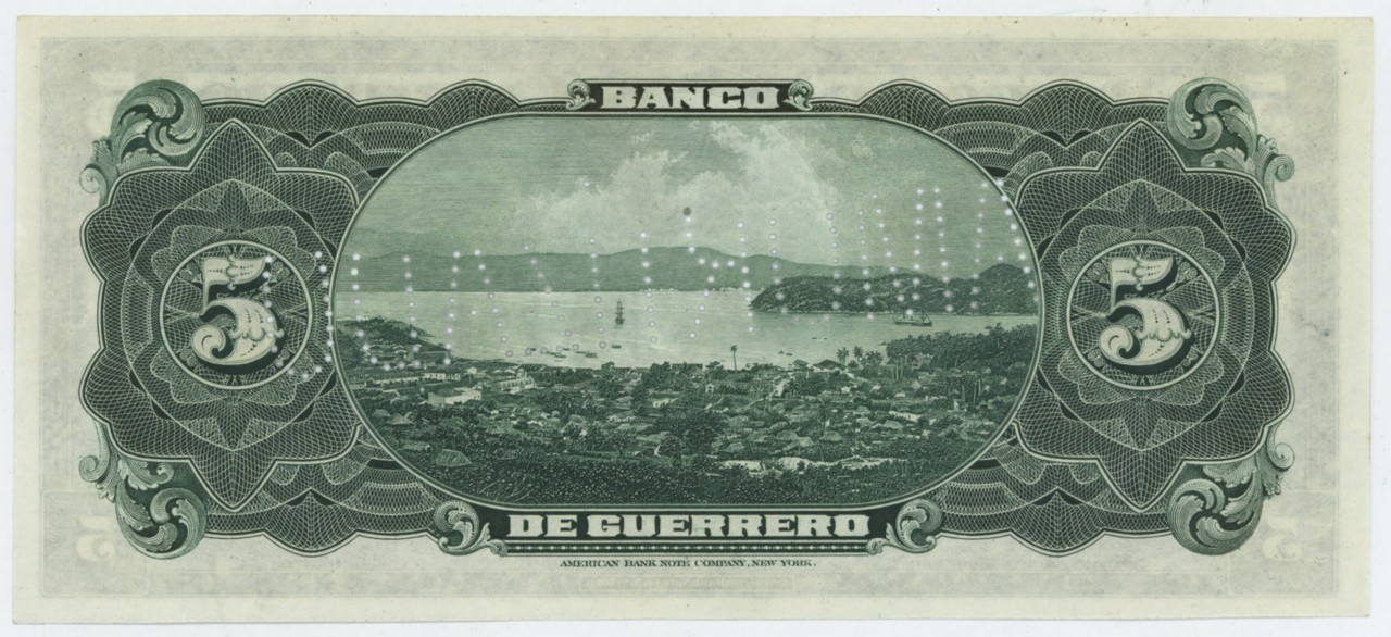 Mexican banknotes 5 Pesos bank note 1914 Banco de Guerrero|World ...