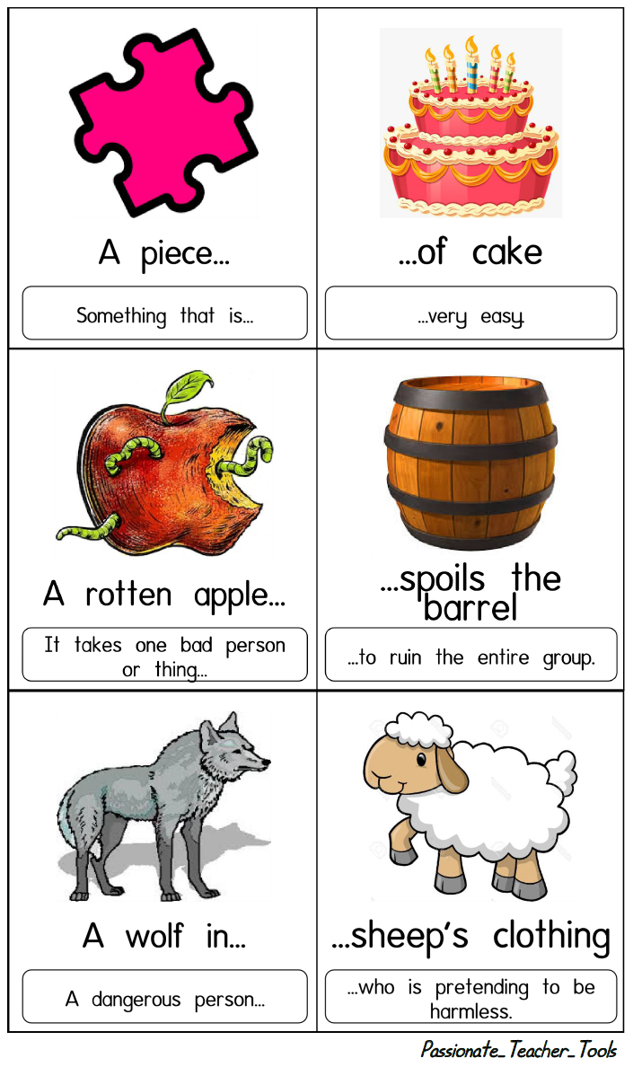 Passionate Teacher Tools: Proverbs / Idioms Matching Game Set 4