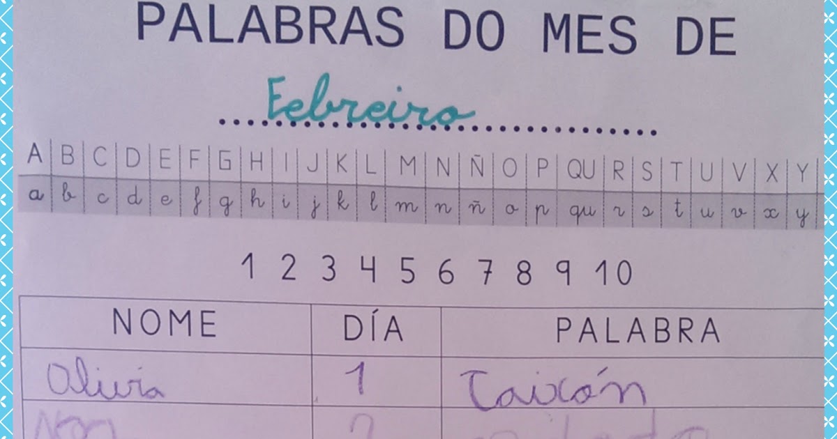 Mini-Laverdes: Palabras do mes de FEBREIRO!