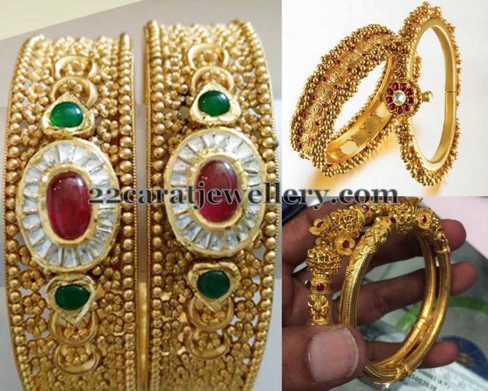 Antique Designer 22ct Gold Bangles - Jewellery Designs