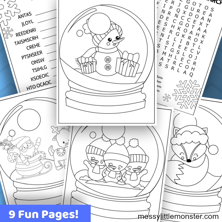 Snow Globe Colouring Pages - Messy Little Monster