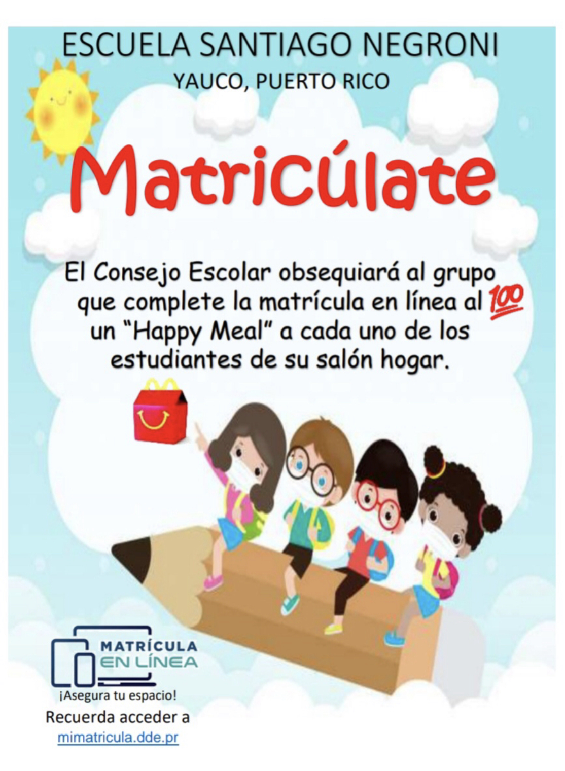 Blog Escuela Santiago Negroni de Yauco: Matricúlate