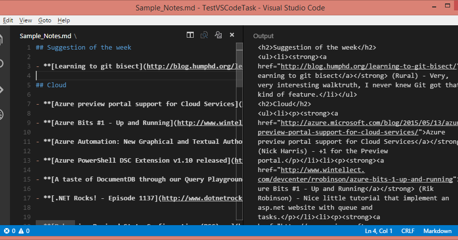 Franky's Notes: First VSCode Tasks in less than 5 minutes