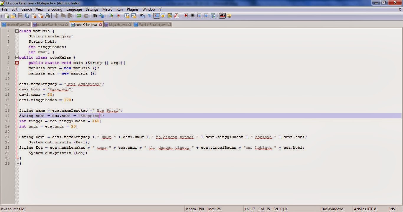 A Simple Future Is My Choice Contoh Program Class Pada Java