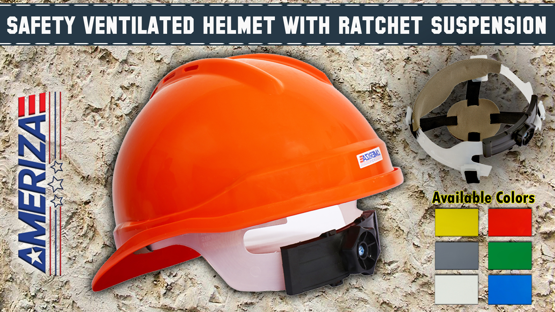 Ameriza Guard – Safety Ventilated Helmet with Textile Ratchet ...