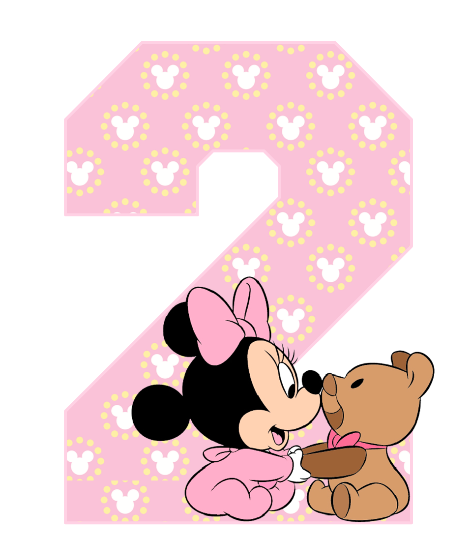 Kits imprimibles gratis : Números de Minnie Mouse bebe