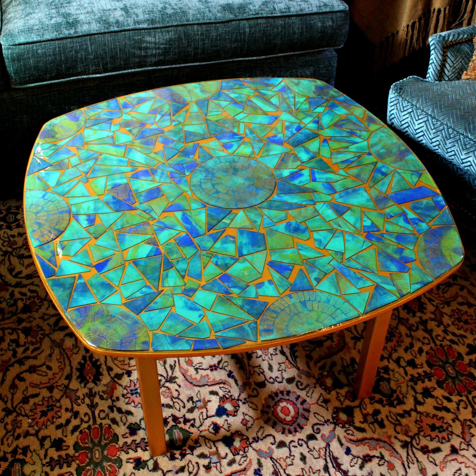 Mark Montano Cardboard Mosaic Table With Gel Press mark-montano-cardboard-mosaic-table-with-gel-press