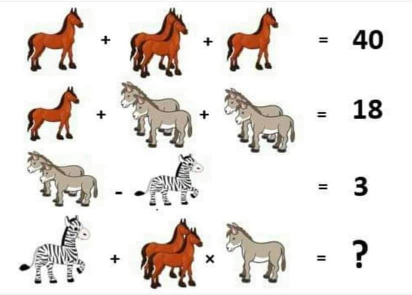 Horse Donkey Zebra Math Puzzle - with Answer - Forward Junction Puzzles