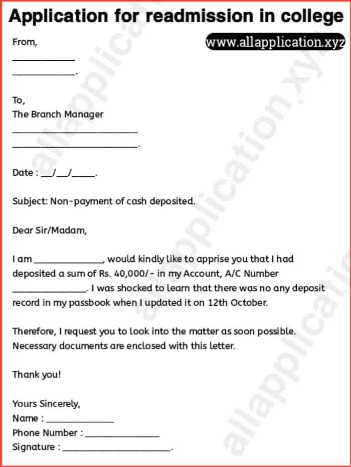 Letter To Bank Manager For Amount Not Credited 3 SAMPLES Letter To Bank Manager For Amount Not Credited 3 SAMPLES