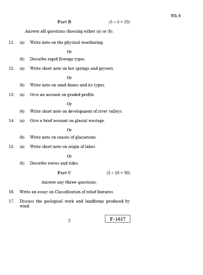 Alagappa University B.Sc.(Geology) GEOMORPHOLOGY APRIL 2019 Question ...