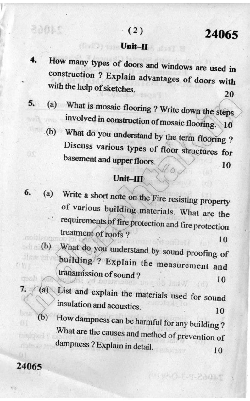 Workshop Technology - Question paper - B.Tech. 1st Year - Question Paper