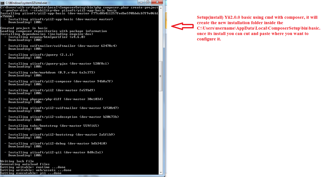 Php Coding Tips And Help Work With Cmd Command Line For Database Import Yii Setup Composer 2767