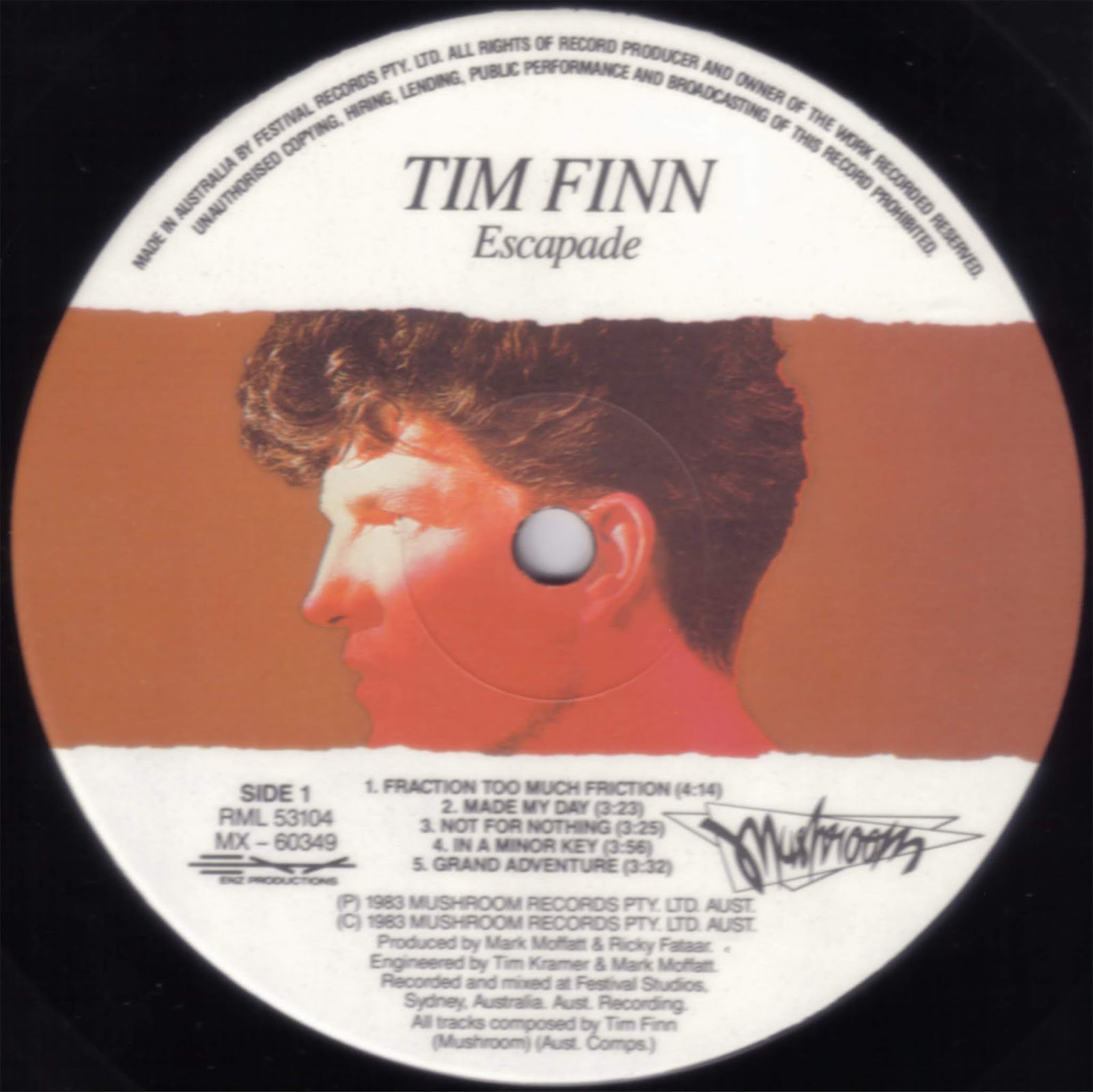 Rock On Vinyl: Tim Finn - Escapade (1983) + Bonus Tracks