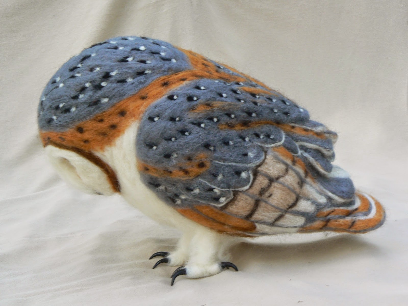 Plains Song Studio: Needle Felted Barn Owl: Reflection