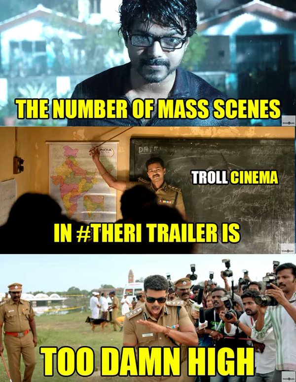 Theri Vijay Trailer Meme, Troll, Celebration And Fans Made Gallery ...