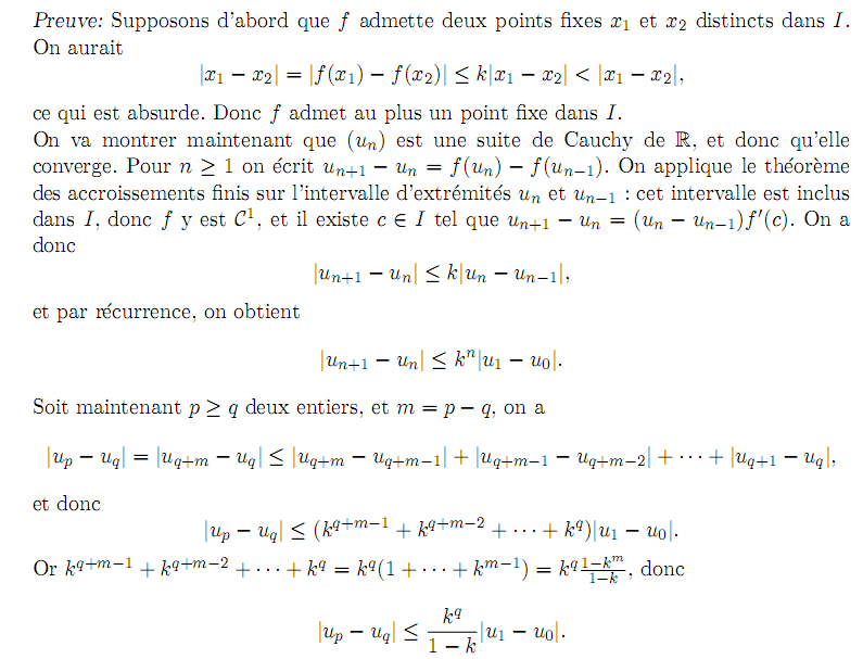 théorème du point fixe suite