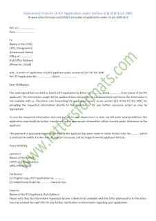 Write Letters online: Transfer of RTI Application under Section 6(3) of ...