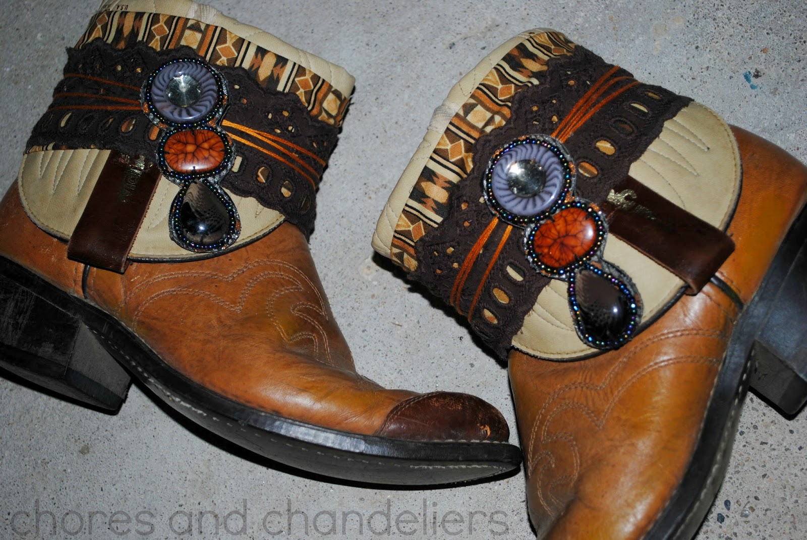 chores and chandeliers: cowboy boot redesign