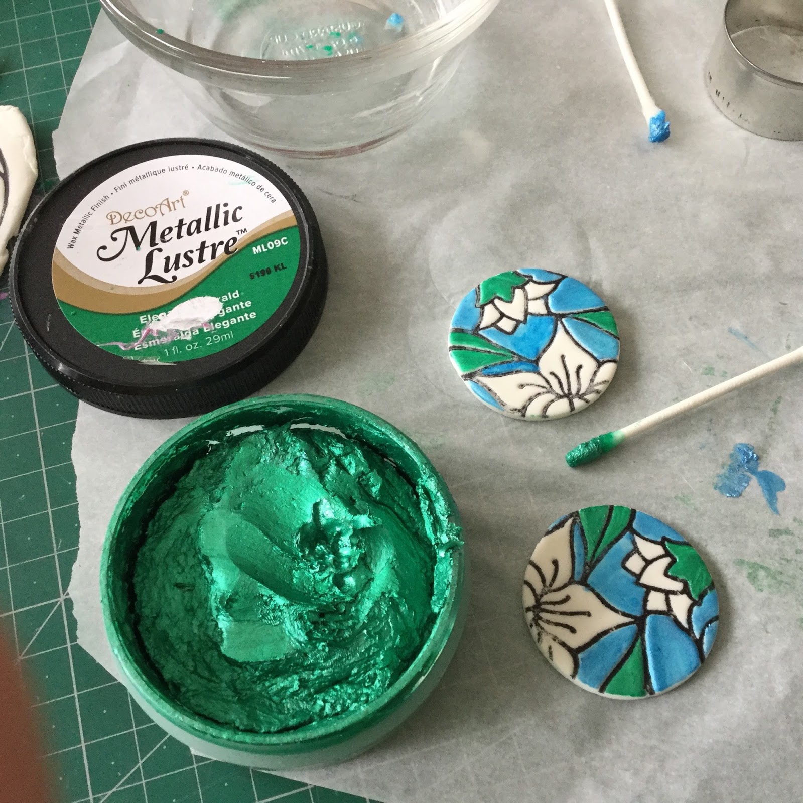 Floral Disc Clay Earrings