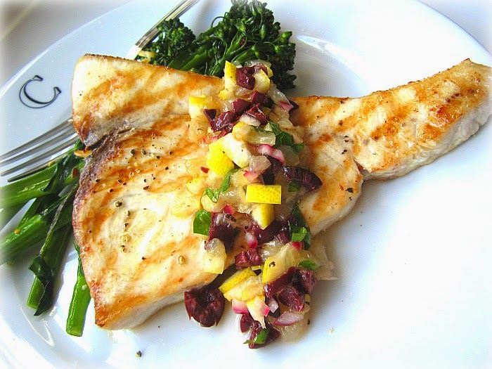 Grilled Swordfish w/ Meyer Lemon Relish