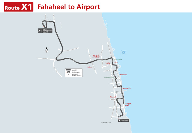 Kuwait City Bus Route X1 (Fahaheel to Airport) - Kuwait City Bus Route