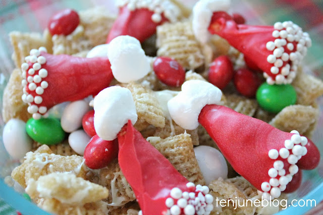 Ten June: Santa Hat Bugles + Sugar Cookie Chex Mix Christmas Recipe
