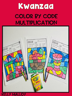 An Apple For The Teacher: Kwanzaa Color By Number Math Facts Practice ...