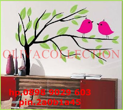 WALL STICKER BURUNG PINK - OLIVA COLLECTION