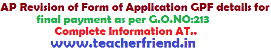 AP Revision of Form of Application GPF details for final payment as per ...