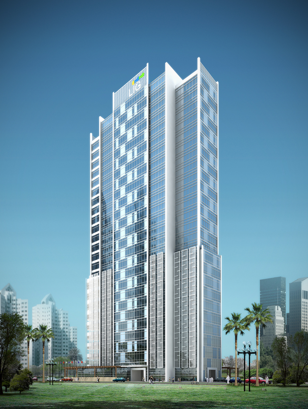 Commercial 3D Visul Tower - Beautiful Modern Contemporary House Elevation