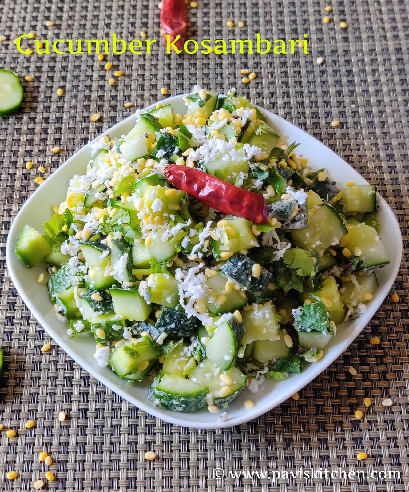 Southekayi kosambari | Cucumber kosambari | Vellarikka kosumalli recipe