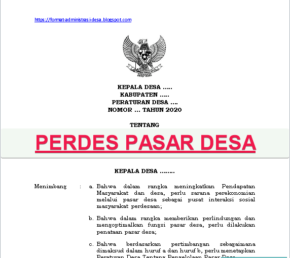 Pasar Desa adalah? Begini Contoh Perdes tentang Pengelolaan Pasar Desa ...