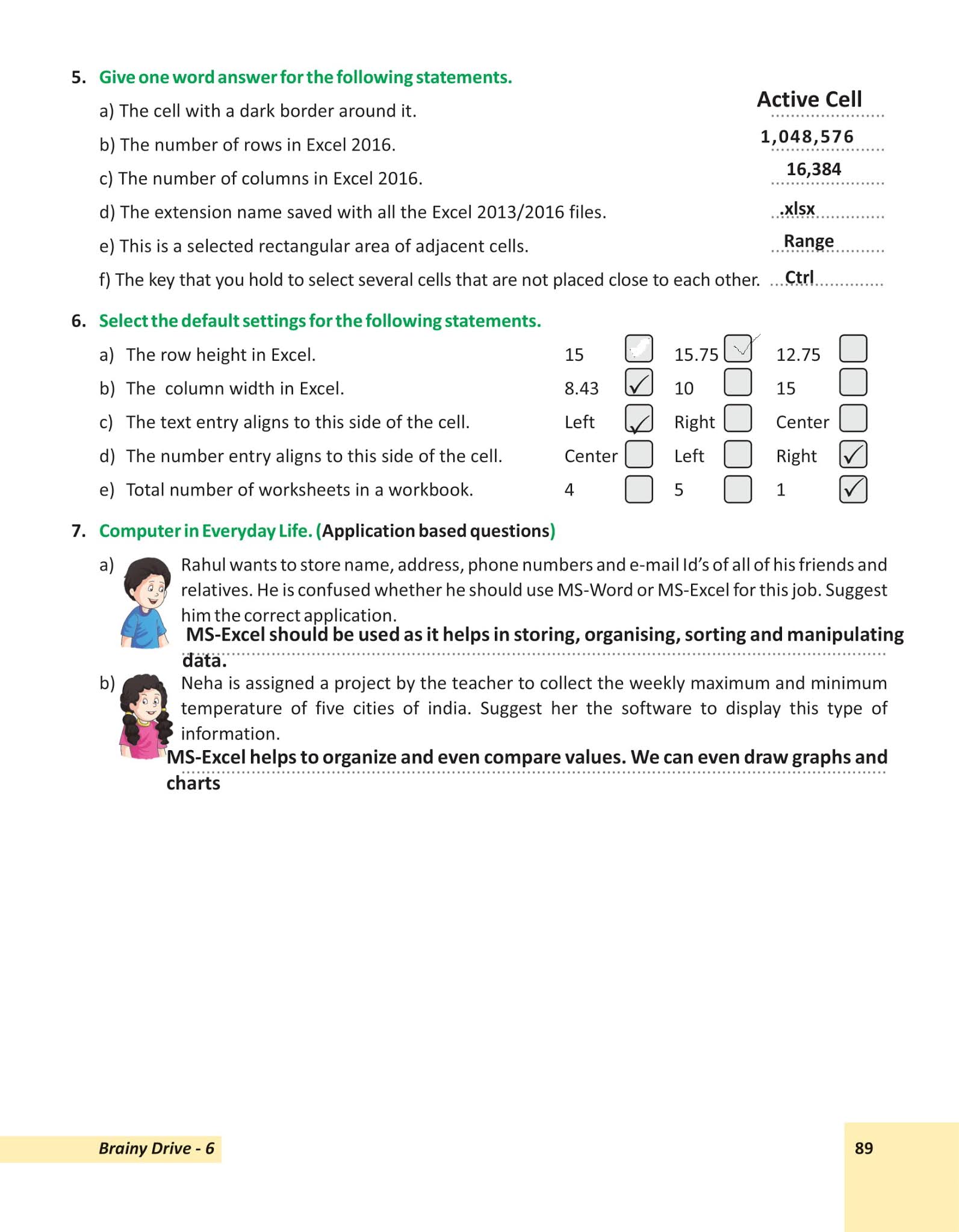 CLASS 6 CH- 5 WORKING WITH MS-EXCEL 2016