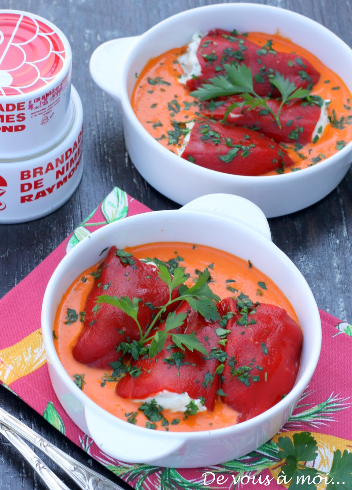 De vous à moi...: Piquillos Farcis à la Brandade, Coulis de Poivrons Rouges