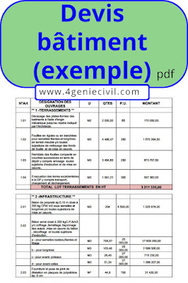 Exemple de devis estimatif de travaux bâtiment - pdf