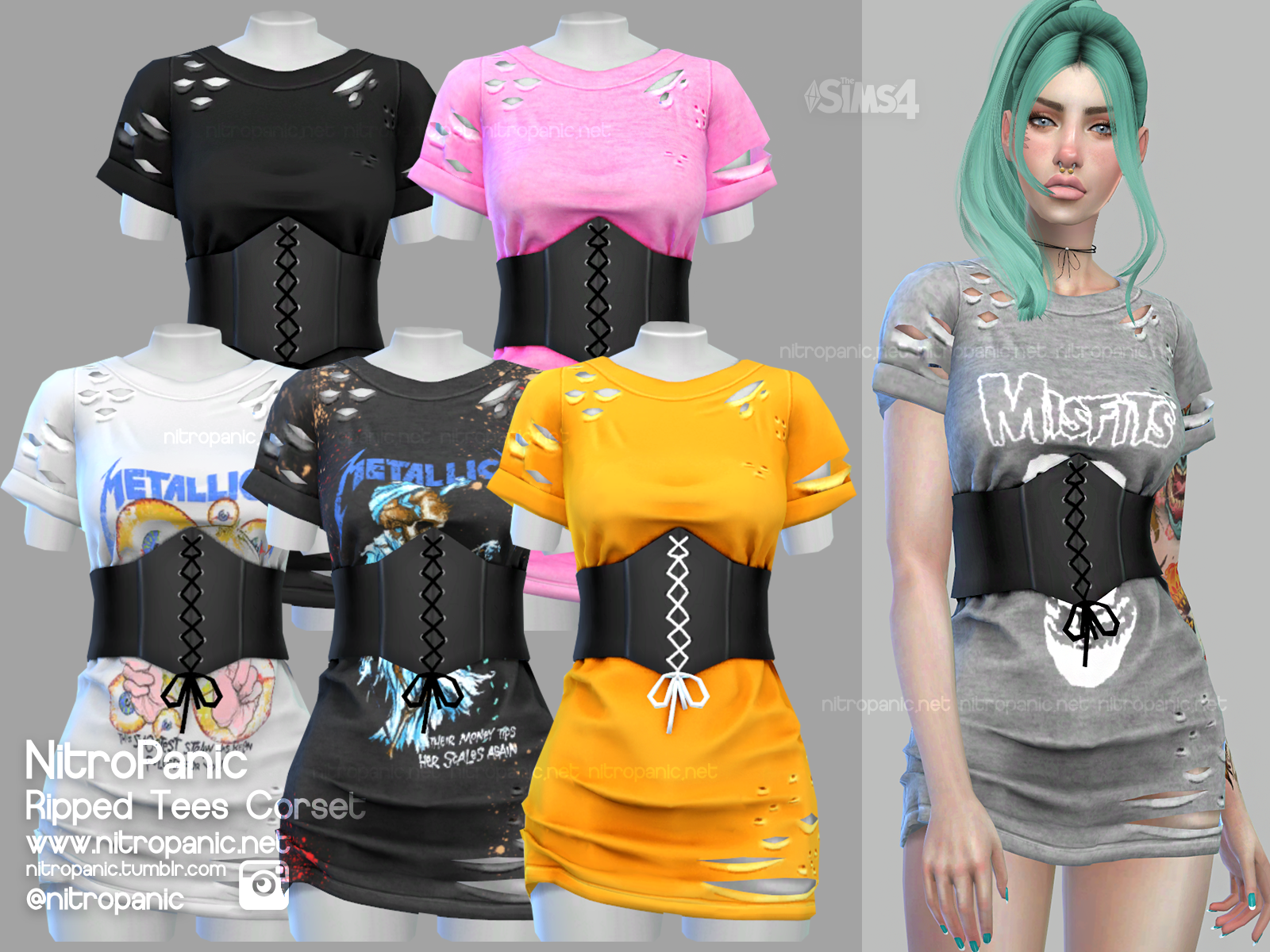 Ripped Tees Dress Corset for The Sims 4