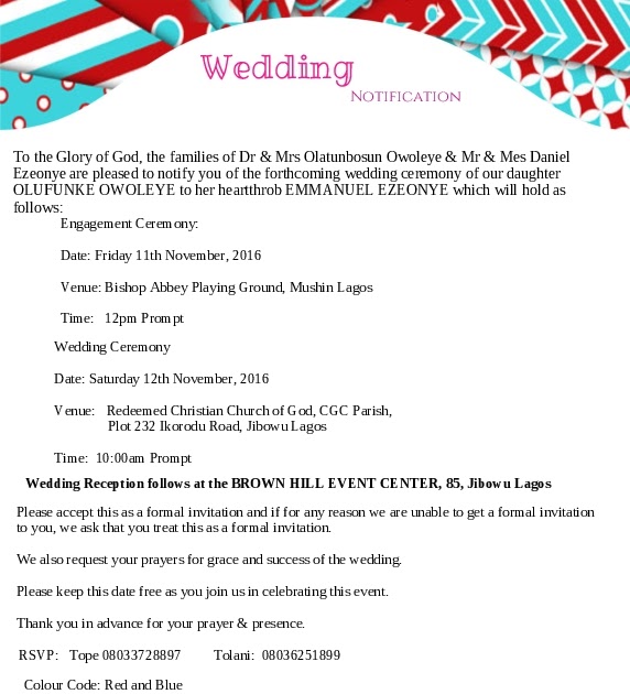 Wedding Notification Letter - Birthday Letter