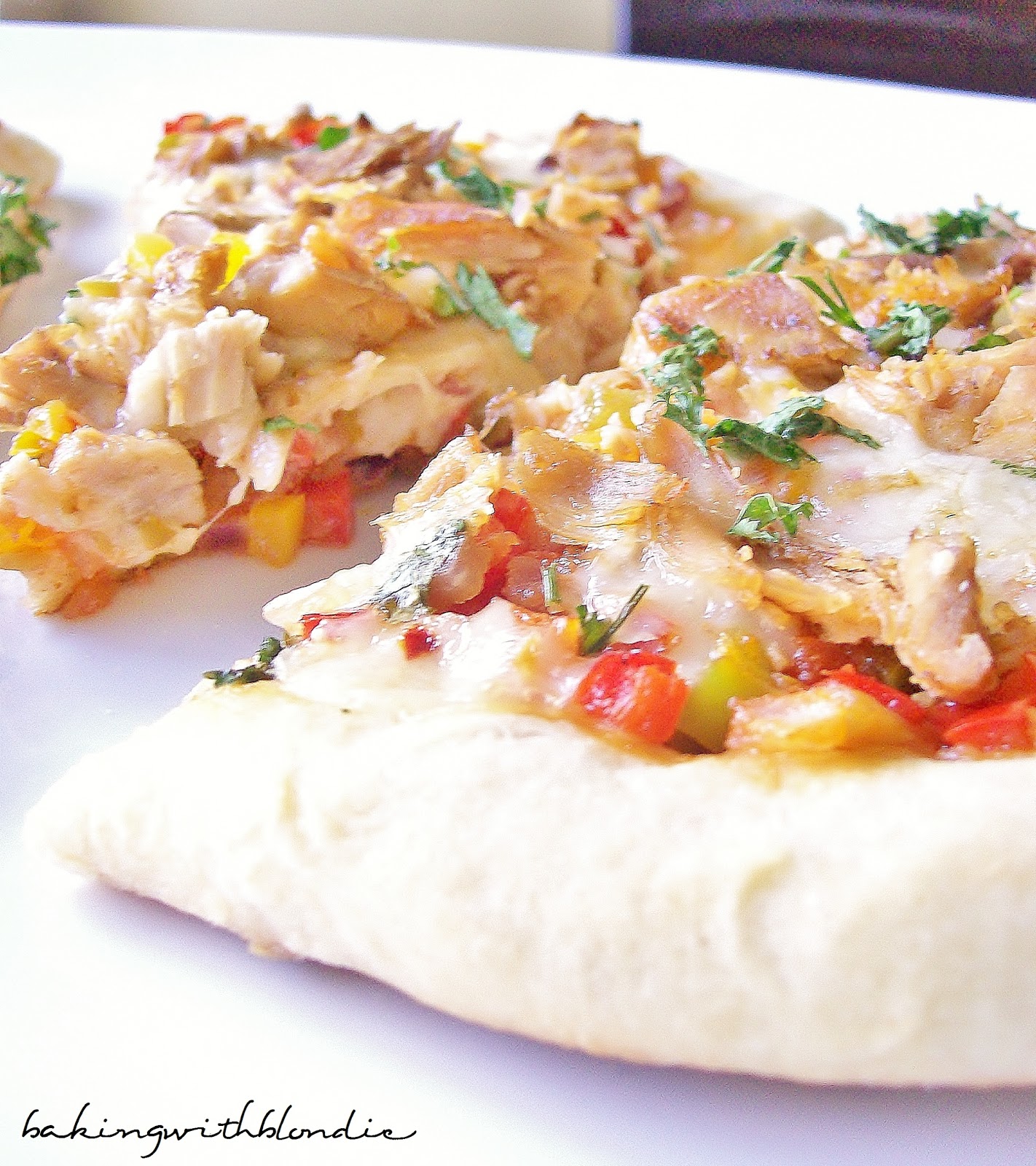 Spicy Chicken Pizza with Pepper Jack Cheese and Cilantro, Simple No ...