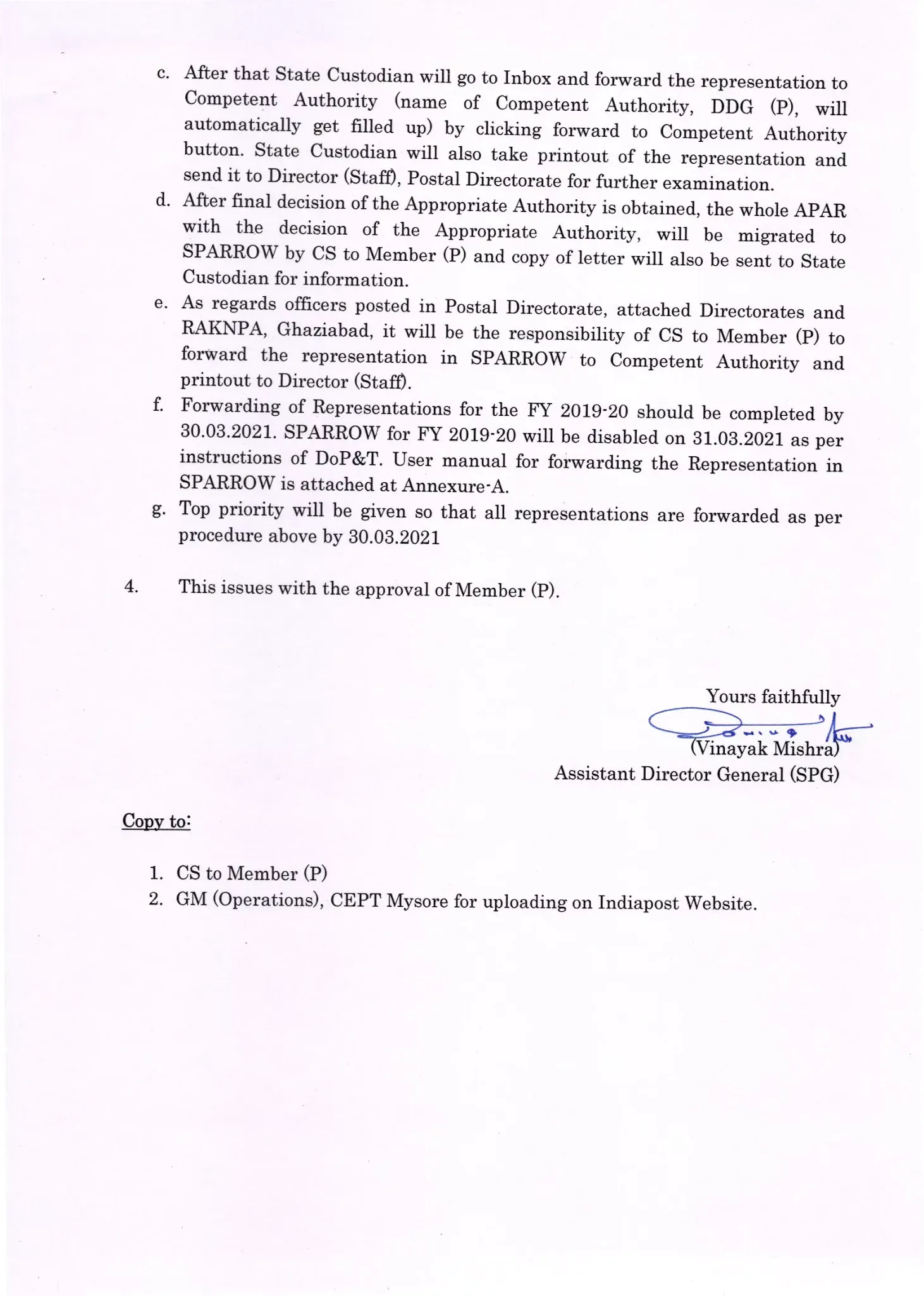 Dealing of APAR Representations received in SPARROW portal ...