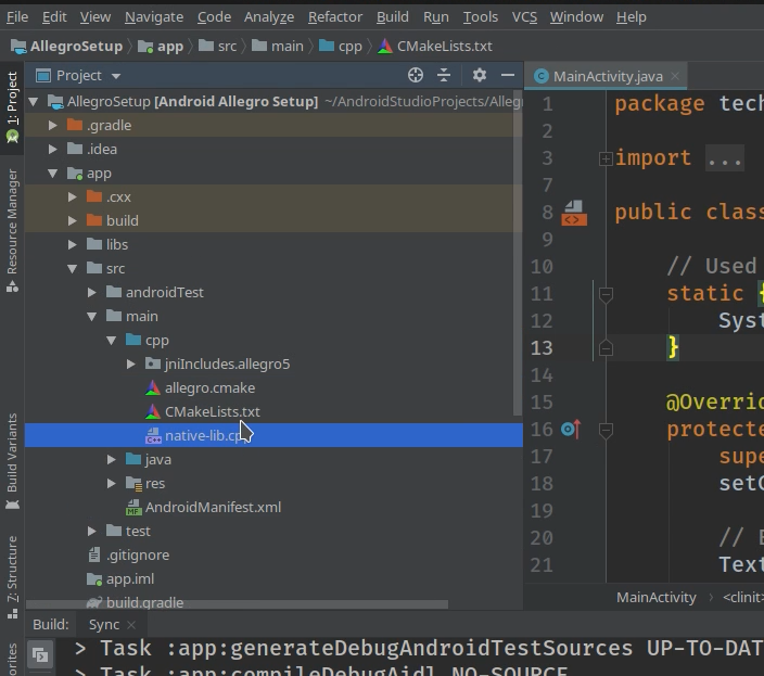 How to set up Allegro 5 Library for Android Development