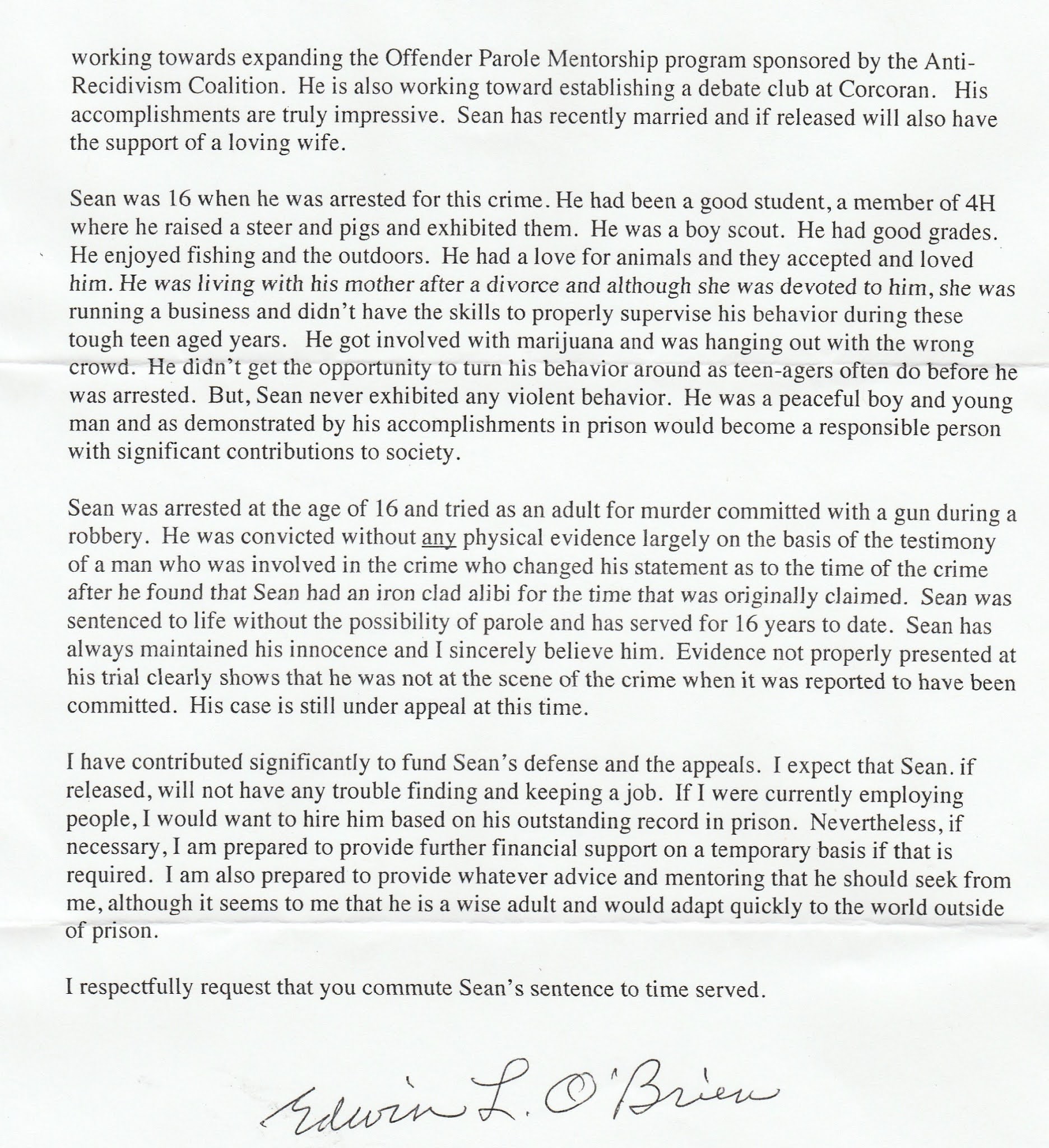 Parole Letter Of Support ~ Thankyou Letter