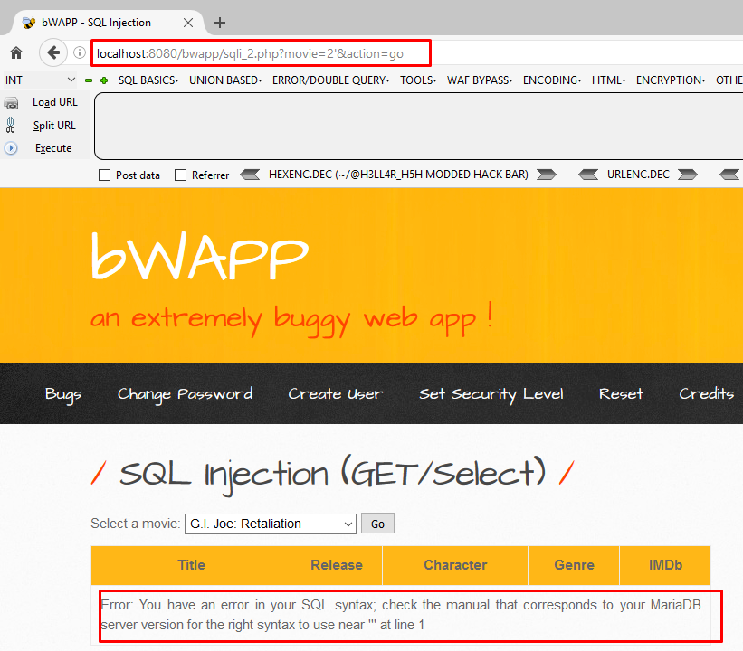 Bwapp Sql Injection