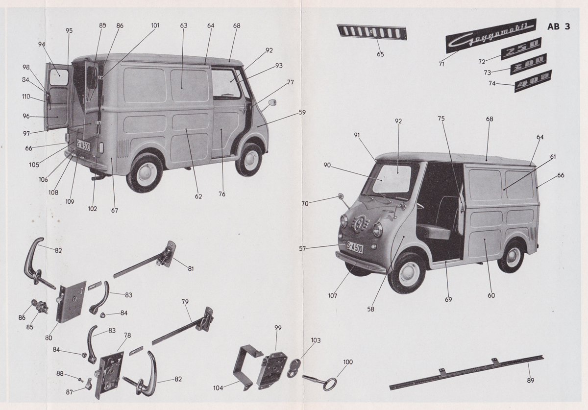 BZ's BMW Isetta 300's: Goggomobil T TS TL Parts Diagrams