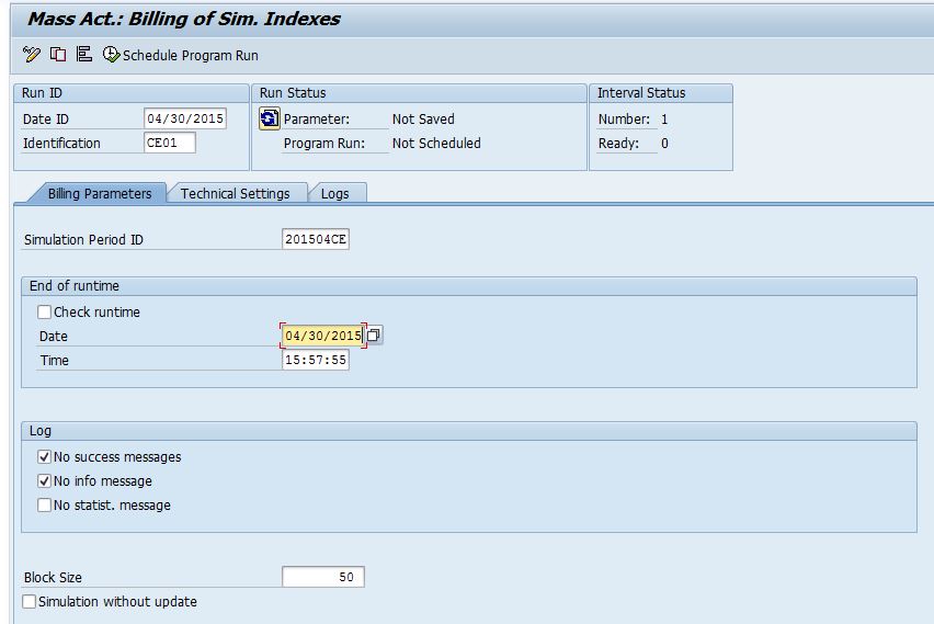 SAP ISU ABAP: Unbilled Revenue: Step 4 - EAMS01 - Mass Billing of Sim ...