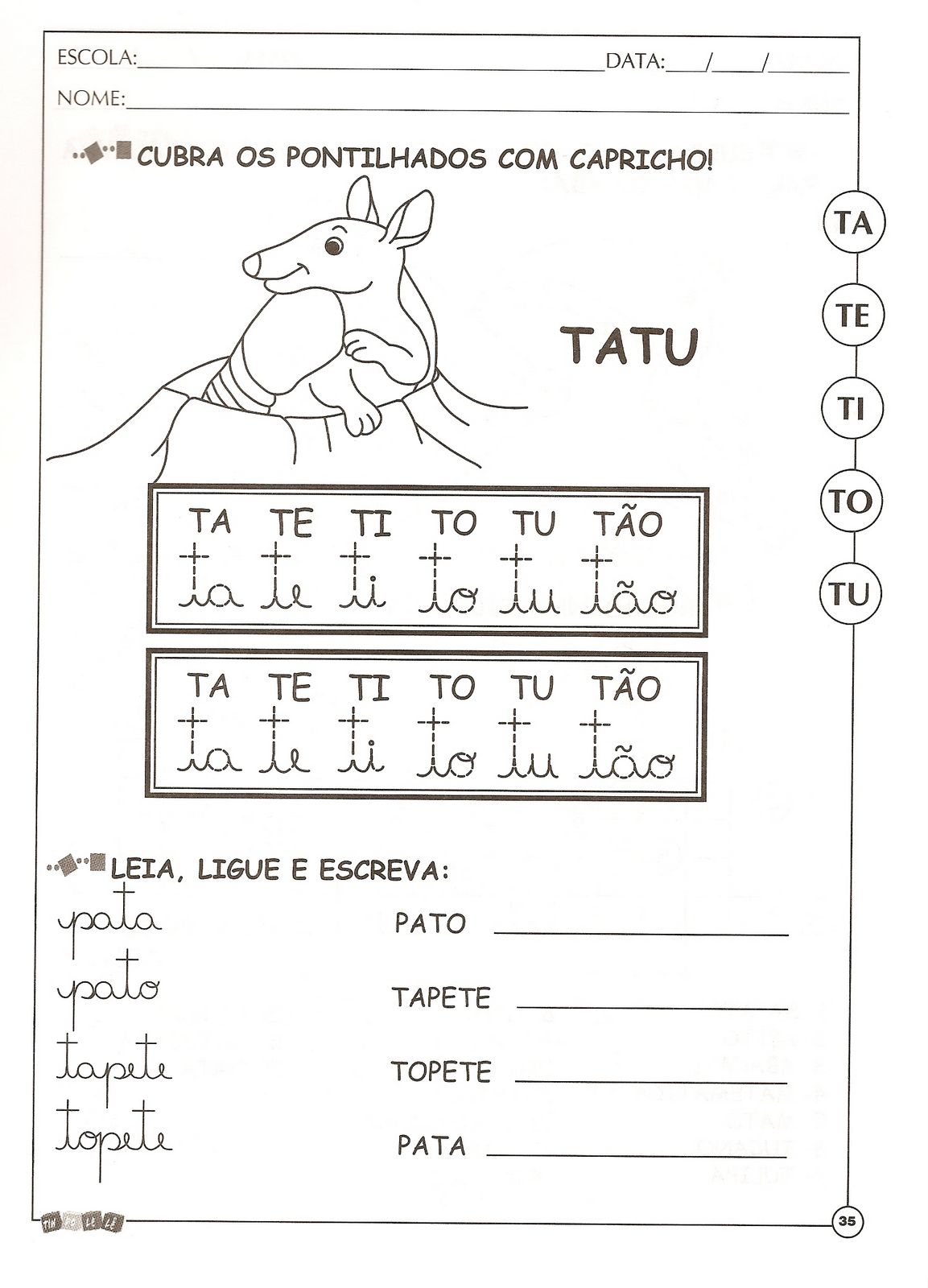 Paraíso da Alfabetização: Atividades de alfabetização com a letra T